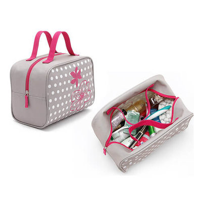 China Custom Makeup Storage Bags With Handles / Women Printed Travel Hand Bags supplier