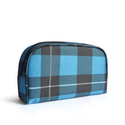 China Custom Blue Small Cosmetic Bags , Travel Makeup Bag With Brush Compartment  supplier