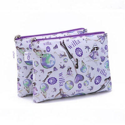 China Leisure Flower Printed Nylon Makeup Bag Double Side Lamination For Toiletries supplier