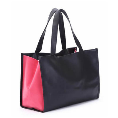 China Custom Black PU Leather Tote Bag With Thermal Transfer Logo ODM supplier