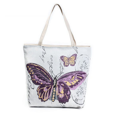 China Butterfly Printed Shoulder Bags for Girls , Tote Shopper Bag supplier