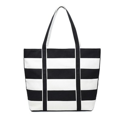 China Womens Printed Stripes Casual Large Canvas Bags , Shoulder Tote Bags supplier