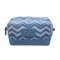 Custom Blue Women Jute Leather Zipper Cosmetic Bags With Compartments supplier