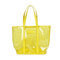 Yellow Clear PVC Tote Bag with Emboss Logo , Women Transparent Shoulder Bags supplier