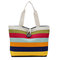 Casual Custom Canvas Bags , Striped Shopper Tote Bags With Button Closure supplier