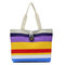 Casual Custom Canvas Bags , Striped Shopper Tote Bags With Button Closure supplier